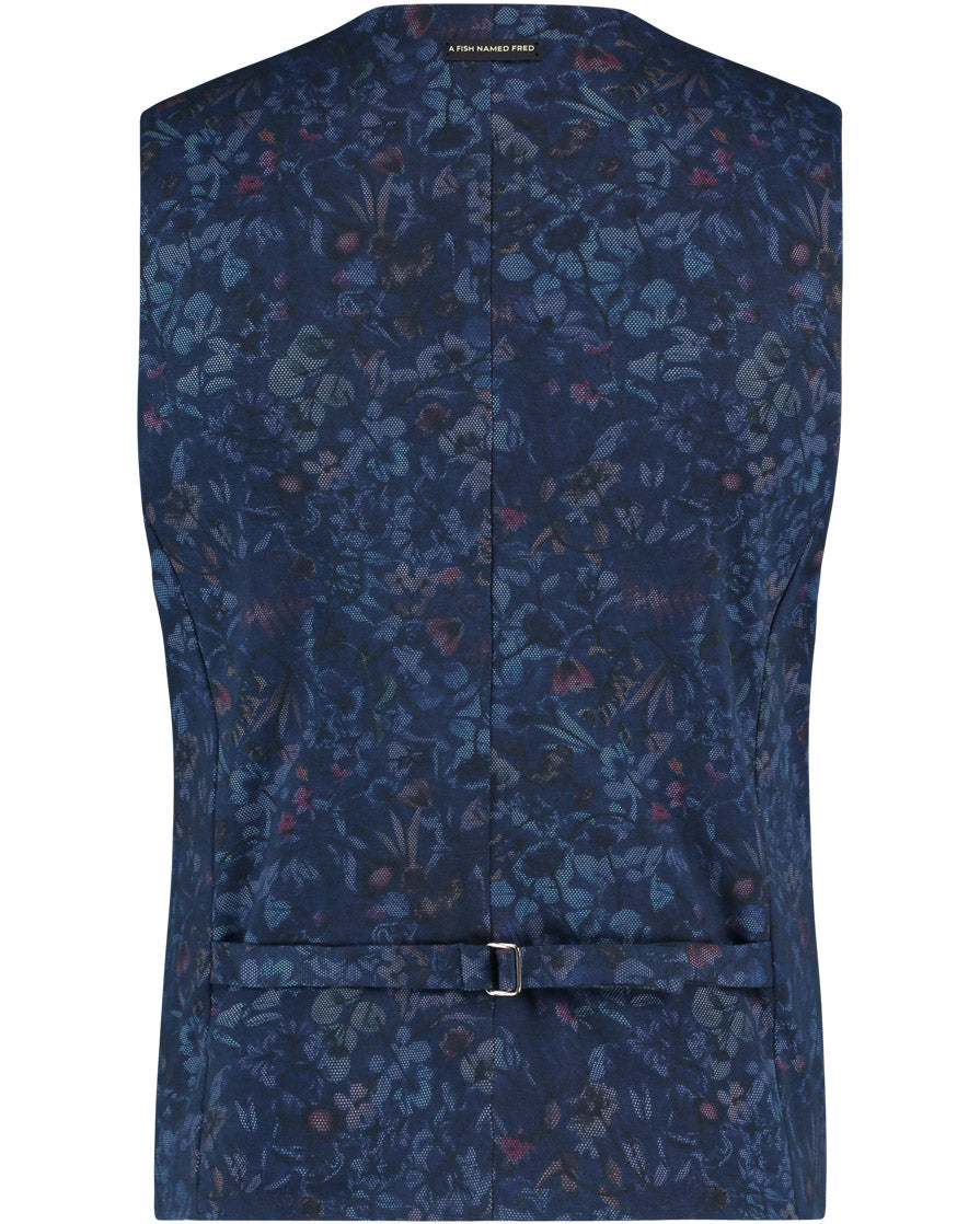 A Fish Named Fred - Pique Floral Waistcoat - Navy – Jay Dillon