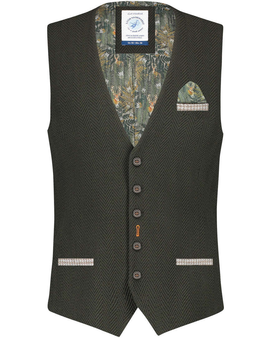A Fish Named Fred - Herringbone Waistcoat - Dark Green – Jay Dillon
