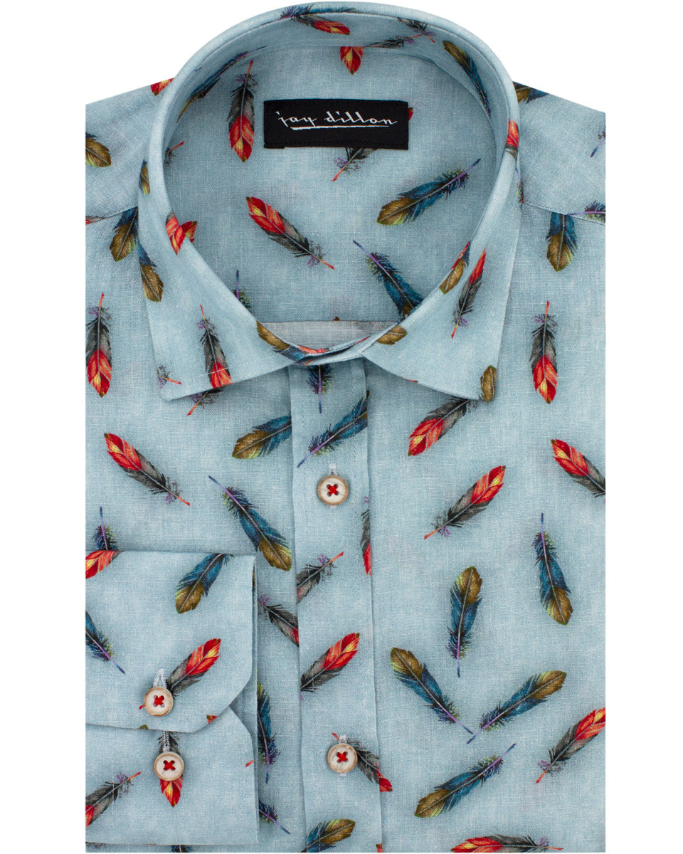 Jay Dillon - Falling Feathers Cotton-Linen Shirt