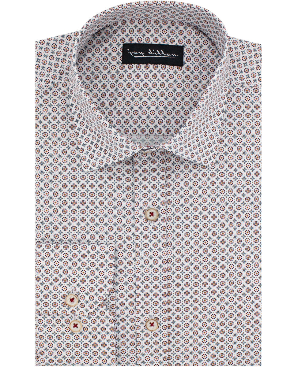 Jay Dillon - White Geometric Print Shirt