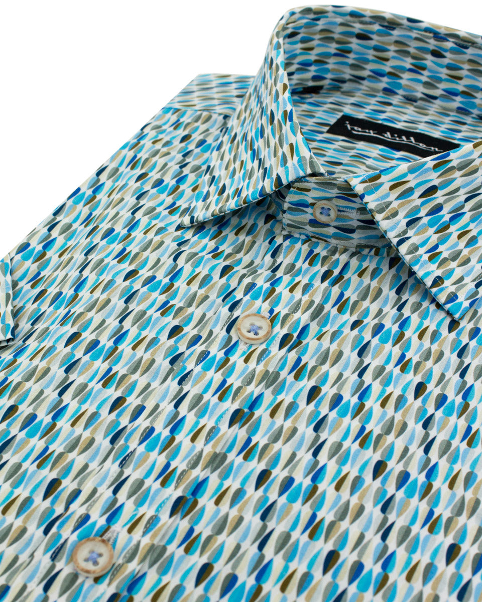 Jay Dillon - Blue Geometric Print Short Sleeve Shirt