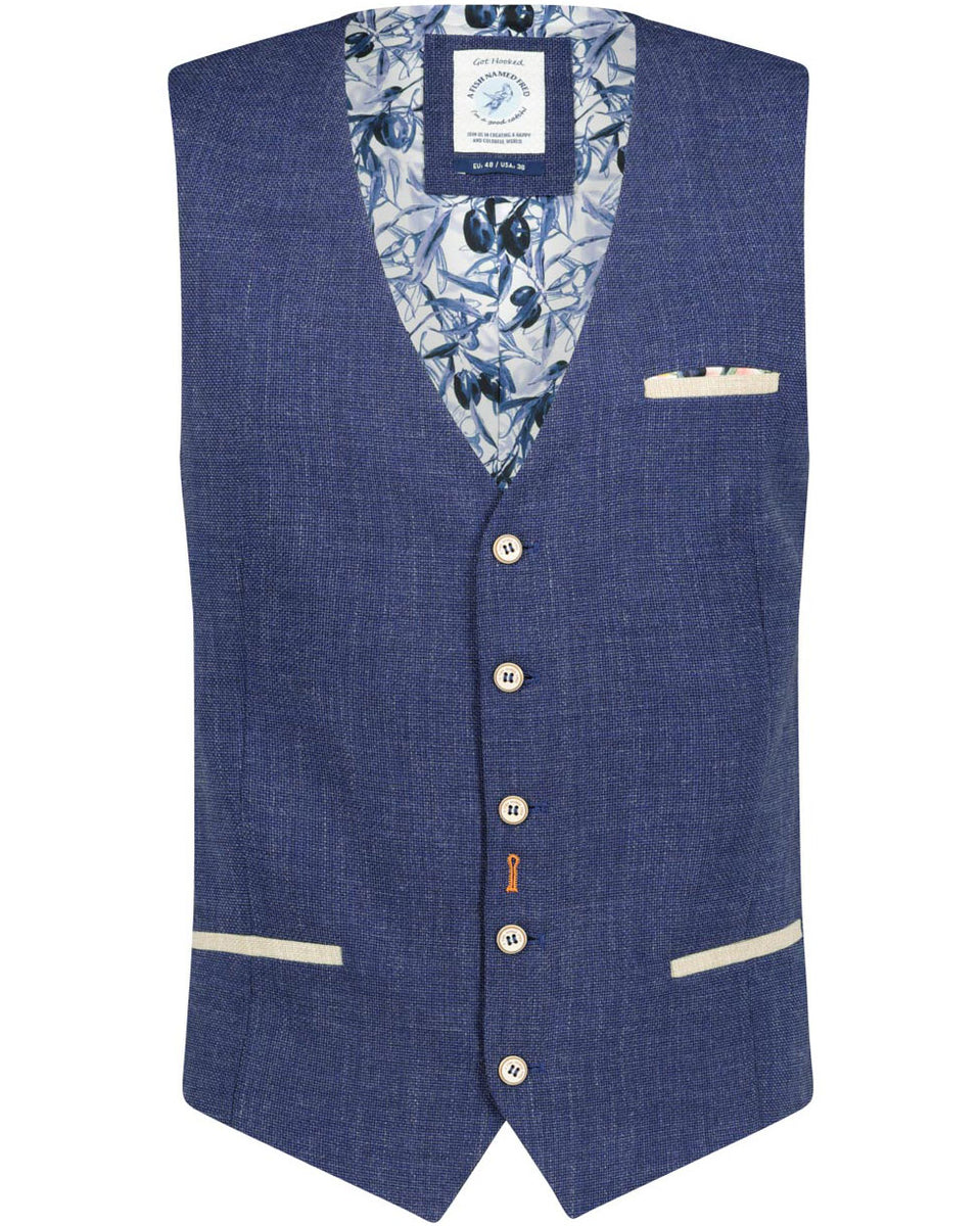 A Fish Named Fred - Navy Linen Look Waistcoat – Jay Dillon