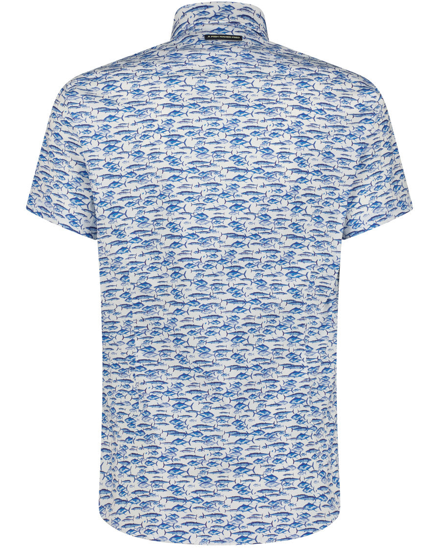 A Fish Named Fred - Fish Print Short Sleeve Shirt - Blue – Jay Dillon