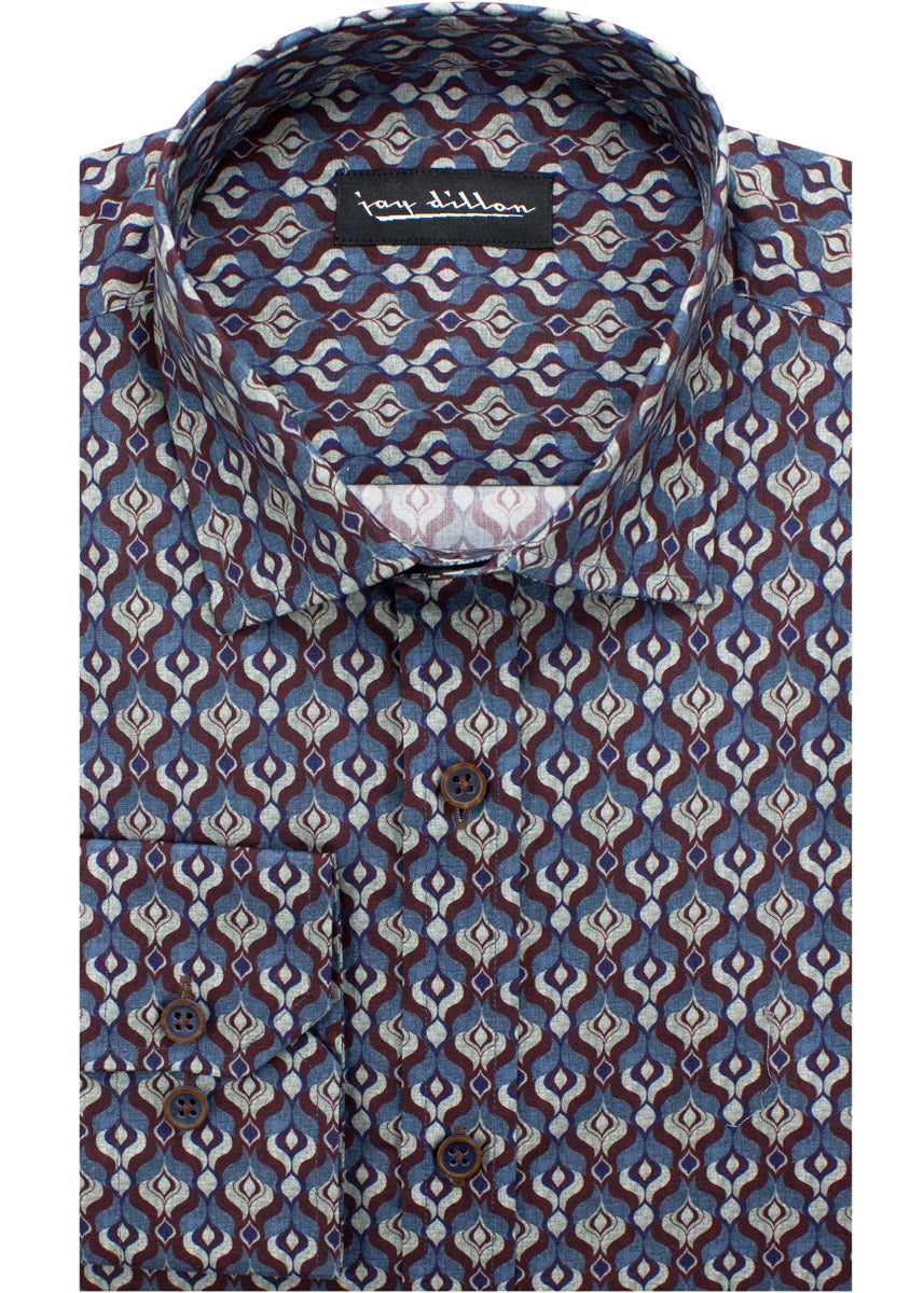 Jay Dillon - Geometric Print Shirt - Chocolate